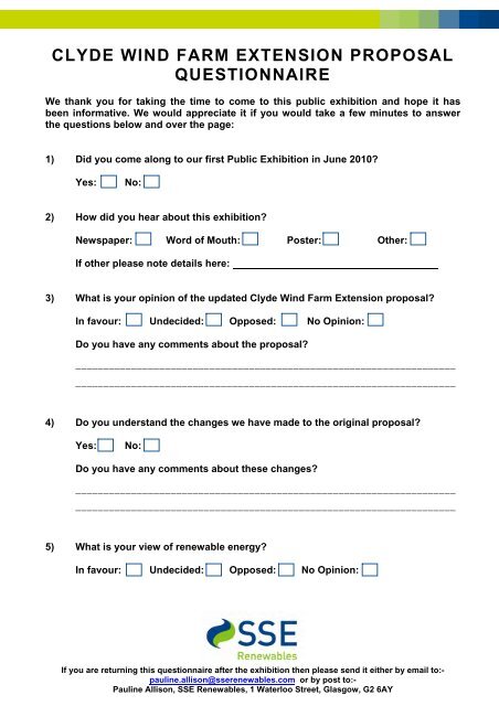 clyde wind farm extension proposal questionnaire - SSE
