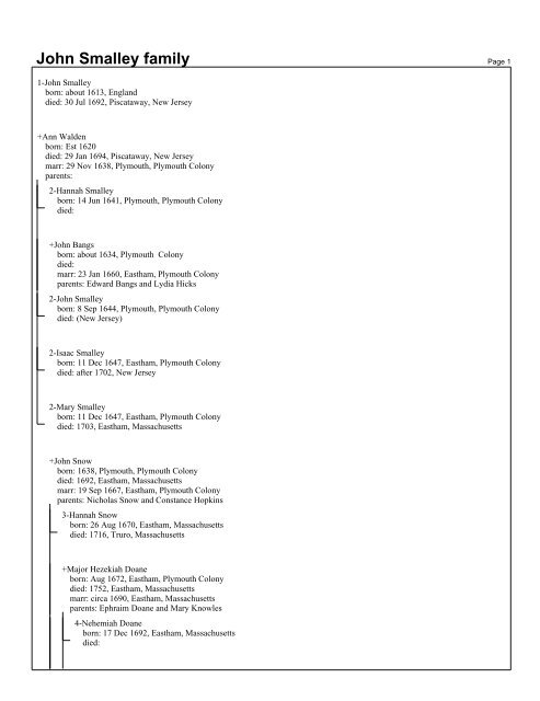 John Smalley family - Cape Cod history and literature