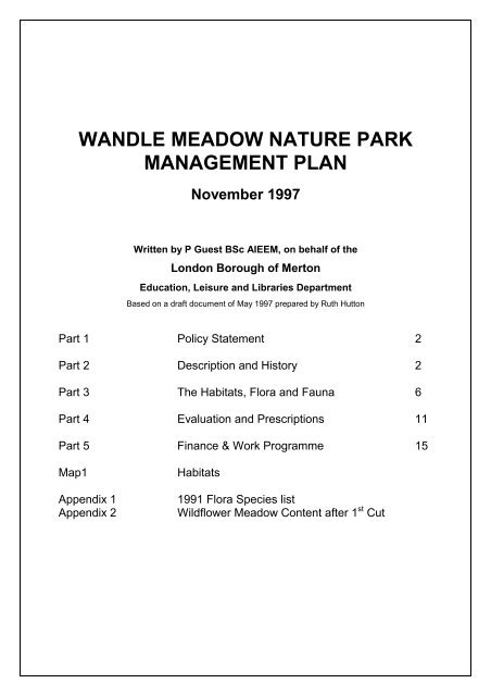 Wandle Meadow Nature Park - Management Plan - Merton Council
