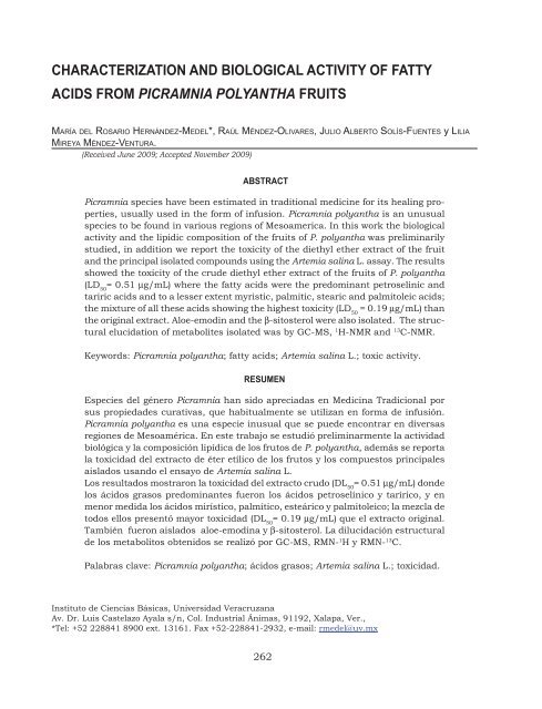 CHARACTERIZATION AND BIOLOGICAL ACTIVITY OF FATTY ...