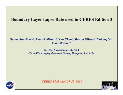 Boundary Layer Lapse Rate used in CERES Edition 3 - Ceres - NASA