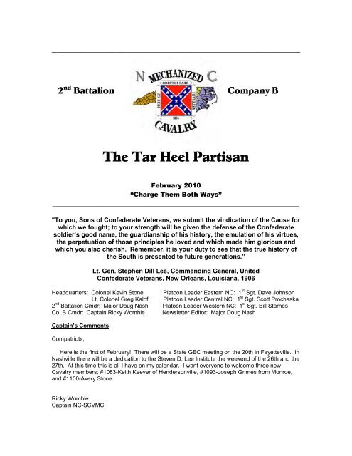 The Tar Heel Partisan - Official Website of the SCV Mechanized ...