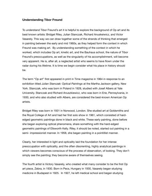 Understanding Tibor Freund