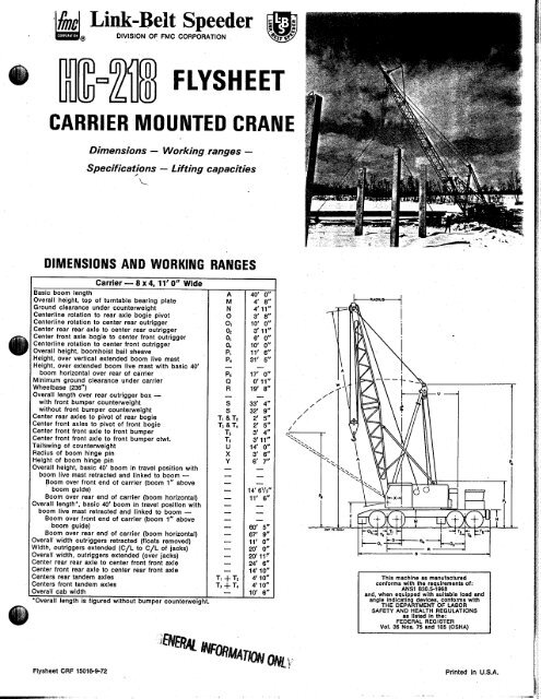 HC-218 - Link-Belt Construction Equipment