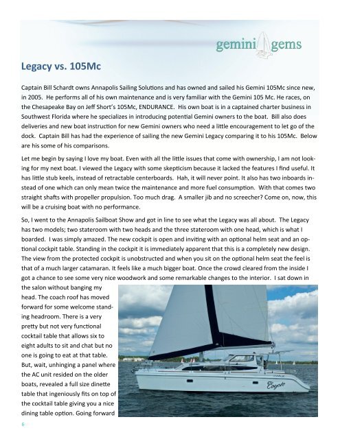 Legacy vs. 105Mc - Gemini Catamarans