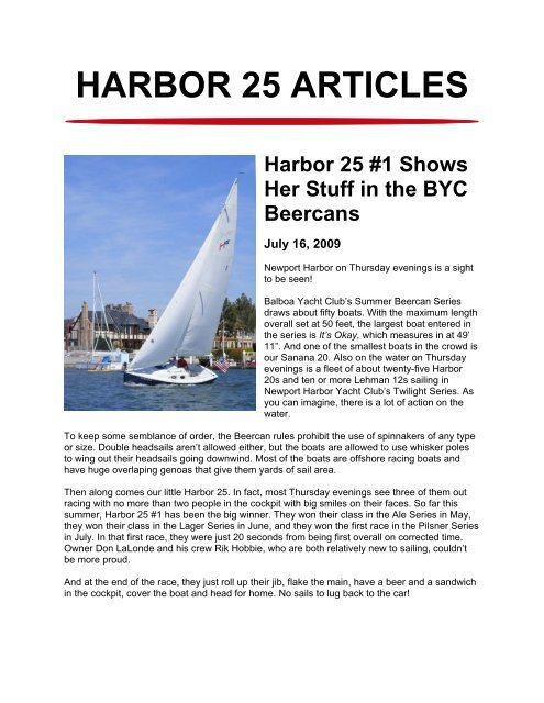 HARBOR 25 ARTICLES - WD Schock