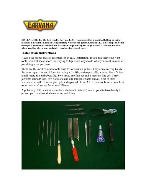 Download Complete PDF instructions with photos - Earvana
