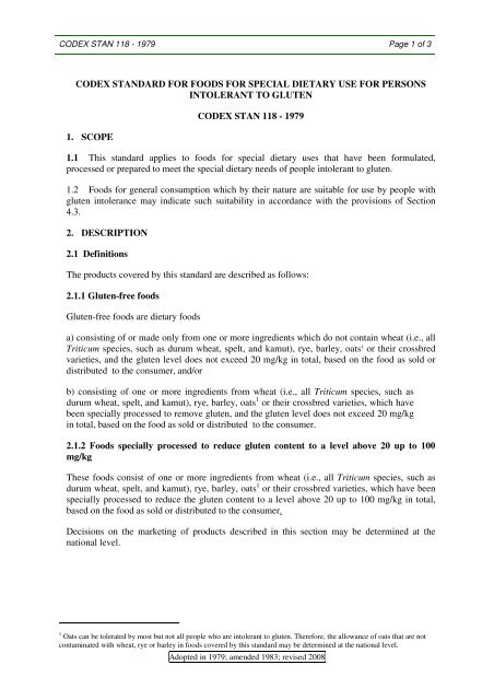 Codex standard for foods for special dietary use - CODEX Alimentarius