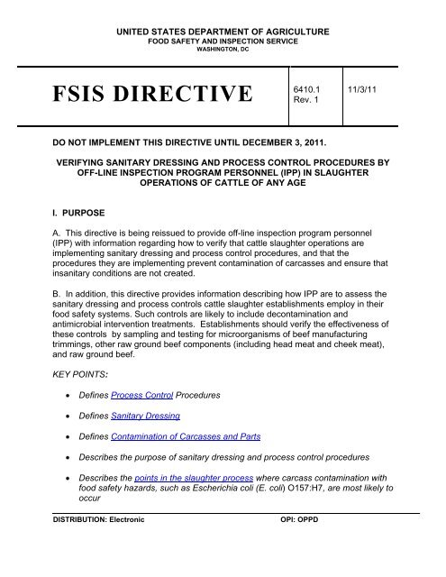 FSIS Directive 6410.1, Rev. 1 - Food Safety and Inspection Service