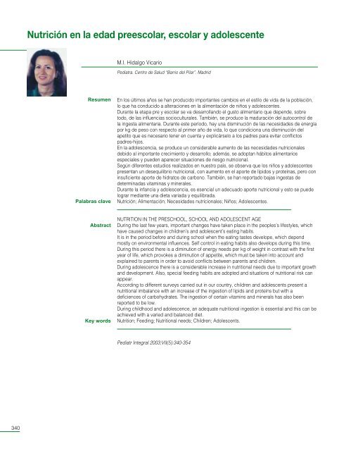 Nutrición en la edad preescolar, escolar y adolescente - sepeap