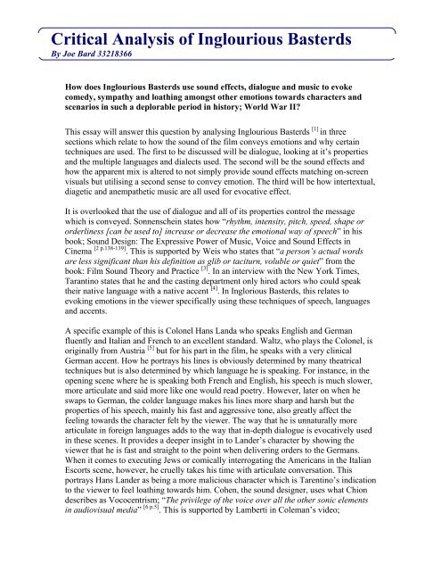 Critical Analysis of Inglourious Basterds