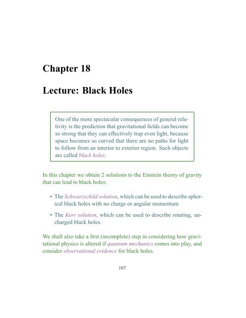Chapter 18 Lecture: Black Holes
