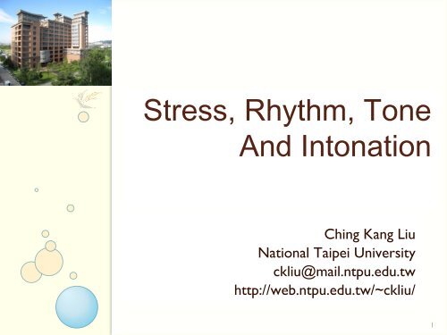 Stress, Rhythm, Tone And Intonation