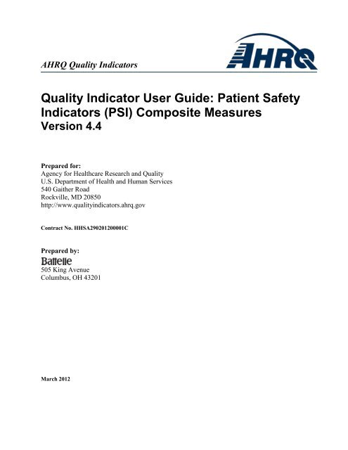Quality Indicator User Guide: Patient Safety Indicators (PSI) Composite ...