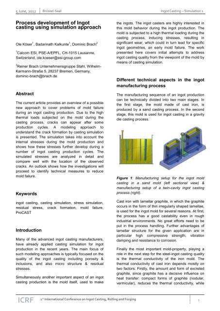 Process development of Ingot casting using simulation ... - ESI Group