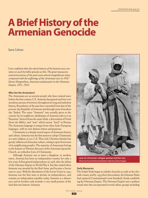 A Brief History of the Armenian Genocide - The Genocide Education ...