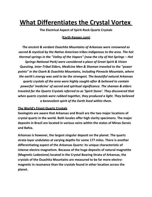 What Differentiates the Crystal Vortex - MultiDimensional ...