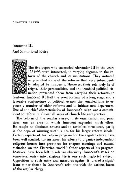 Innocent III And Simoniacal Entry - The Ohio State University Press