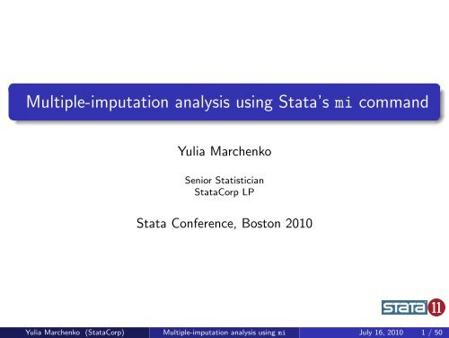 Multiple-imputation analysis using Stata's mi command