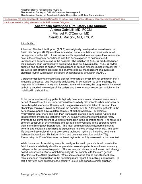 Anesthesiology-Centric ACLS - NMCP-ANESTHESIA
