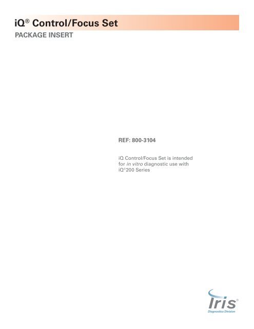 iQ® Control/Focus Set PACKAGE INSERT - Iris Diagnostics