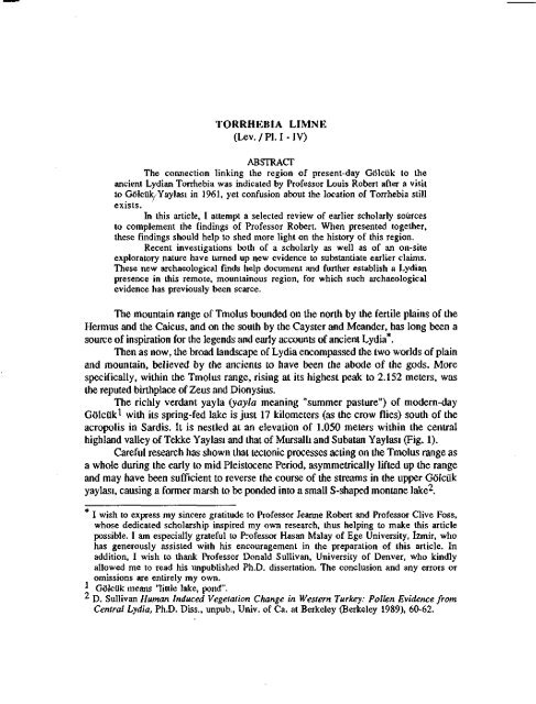 The mountain range of Tmolus bounded on the north by the ... - DLIR