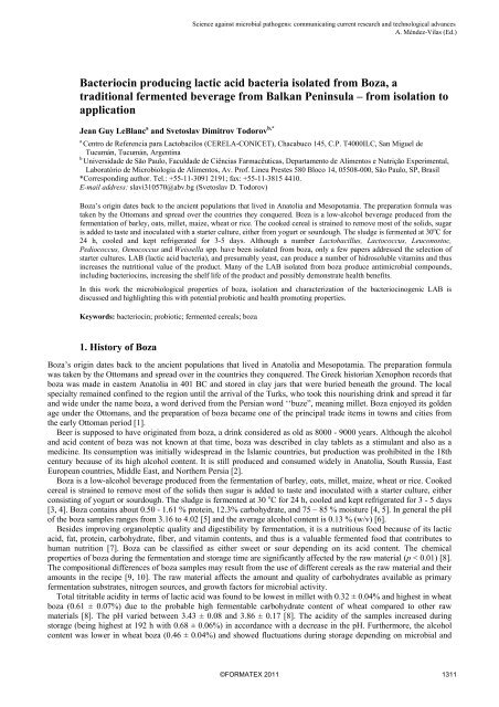 Bacteriocin Producing Lactic Acid Bacteria Isolated From Boza A