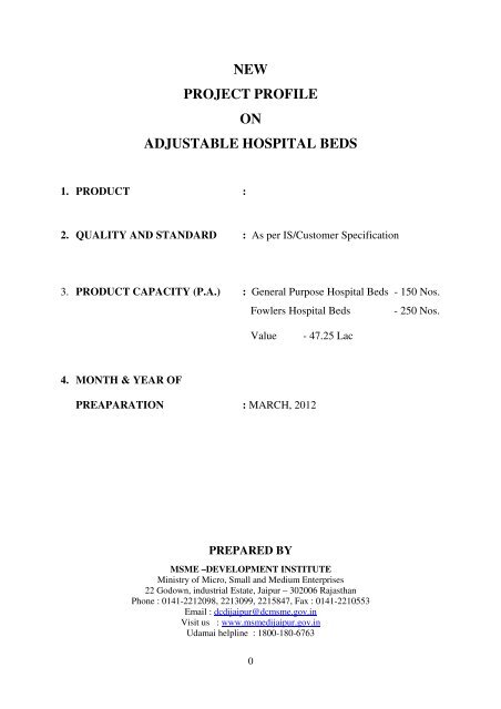 new project profile on adjustable hospital beds - MSME-DI Jaipur