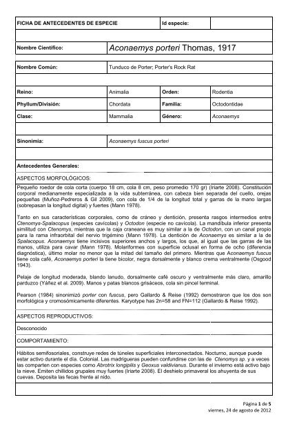 Aconaemys porteri Thomas, 1917