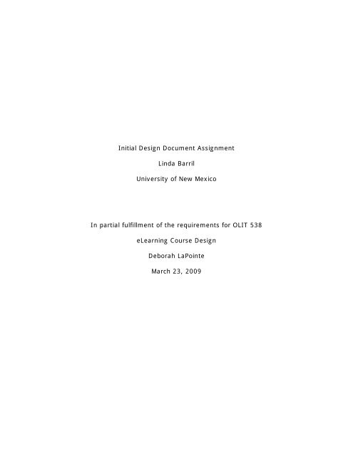 initial design document complete - University of New Mexico