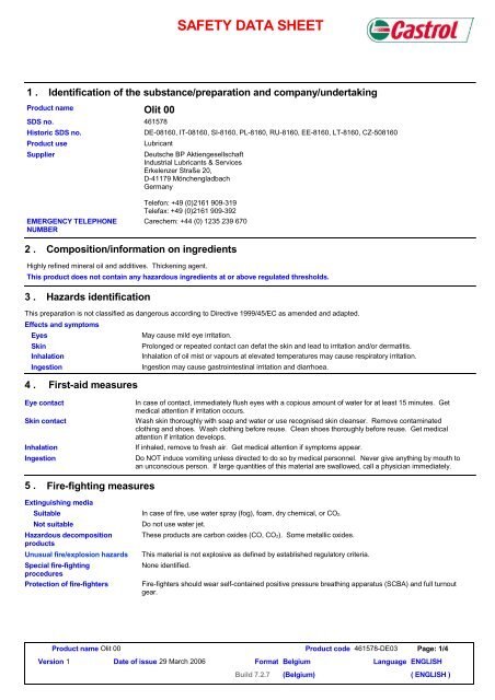 7016 Olit 00 (English (GB)) BP EU SDS - Belgium [DE-ILS-Castrol]