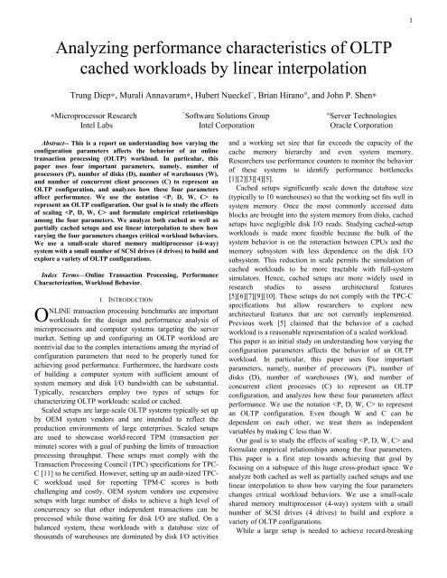 Analyzing performance characteristics of OLTP cached workloads ...