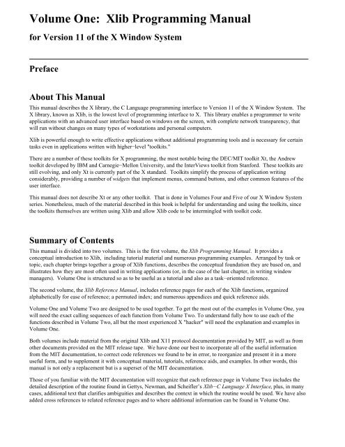 Volume One Xlib Programming Manual For Version 11 Of The Read