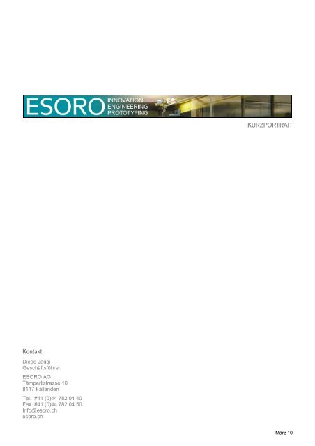 KURZPORTRAIT Kontakt: - Esoro AG