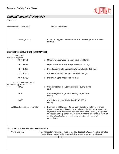 Material Safety Data Shee