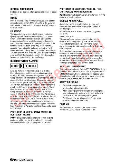 Kerb 500 SC Herbicide label