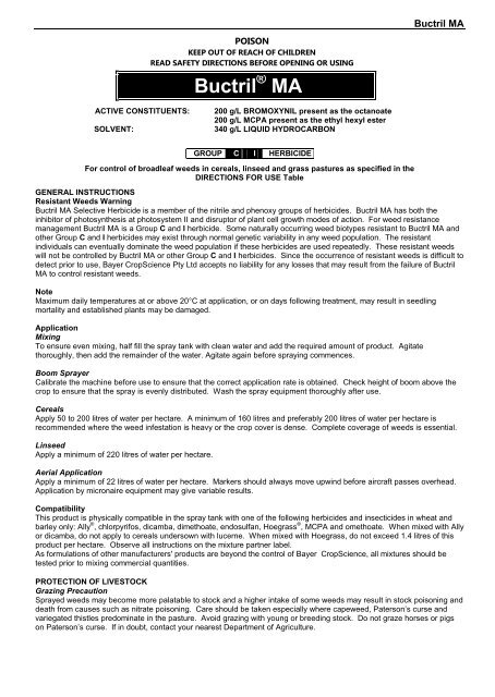BUCTRIL MA SELECTIVE HERBICIDE - Bayer CropScience