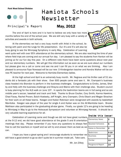 Hamiota Schools Newsletter - Hamiota Collegiate