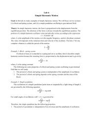 Lab 3: SIMPLE HARMONIC MOTION