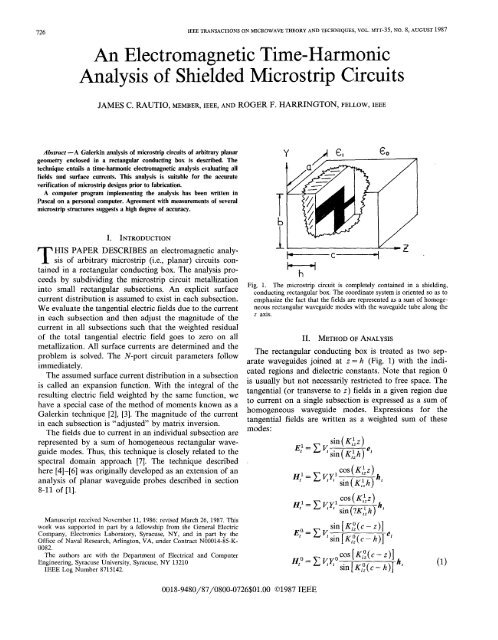An Electromagnetic Time-Harmonic Analysis of ... - Sonnet Software