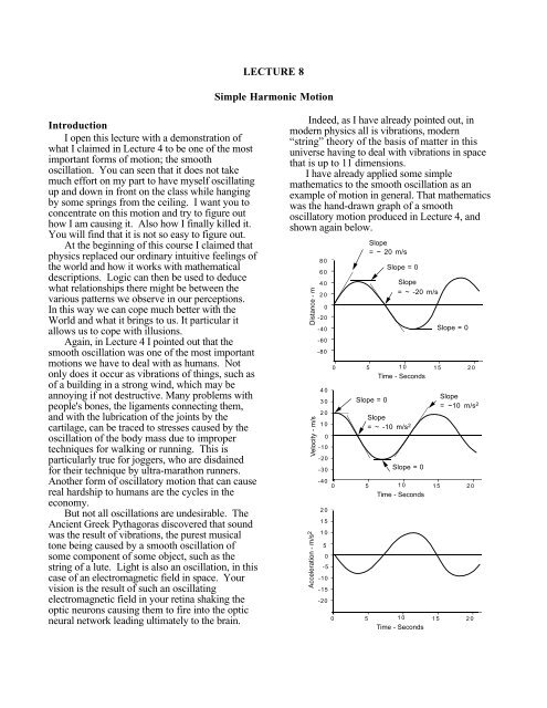 LECTURE 8 Simple Harmonic Motion Introduction I ... - McGill Physics