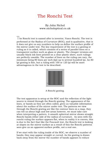 The Ronchi Test - Nichol Optical