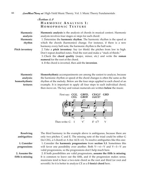 View printable PDF of 1.5.4 Harmonic Analysis - Music theory