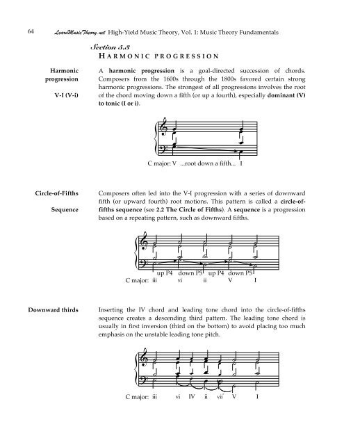 View printable PDF of 1.5.3 Harmonic progression - Music theory