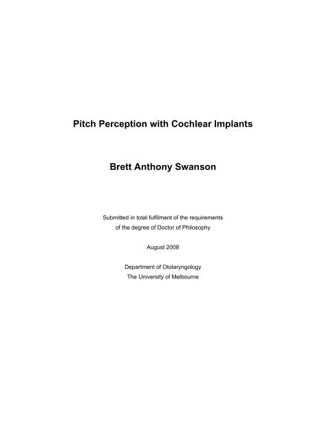 5 Cochlear implant pitch perception - University of Melbourne