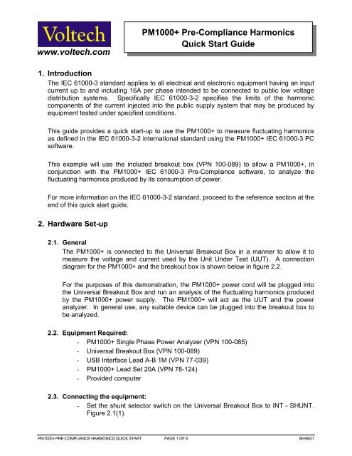 Precompliance Harmonics - Voltech - Transformer Testers and ...