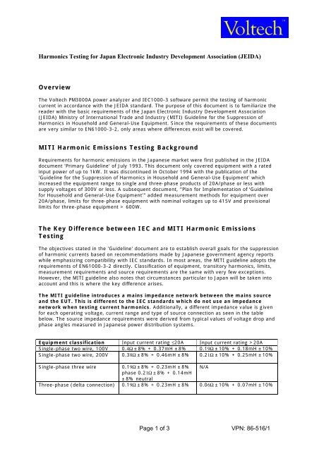 Harmonics Testing for Japan Electronic Industry Development ...
