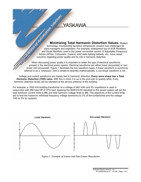 Minimizing Total Harmonic Distortion Values. Modern - Yaskawa