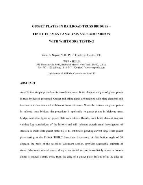 GUSSET PLATES IN RAILROAD TRUSS BRIDGES ... - AREMA