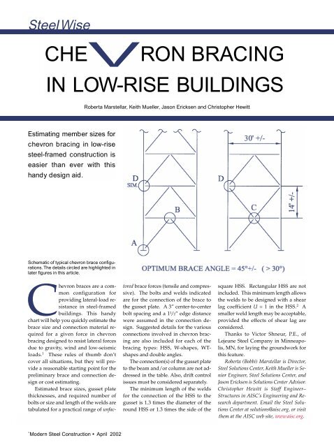Chevron Bracing in Low-Rise Buildings - Modern Steel Construction